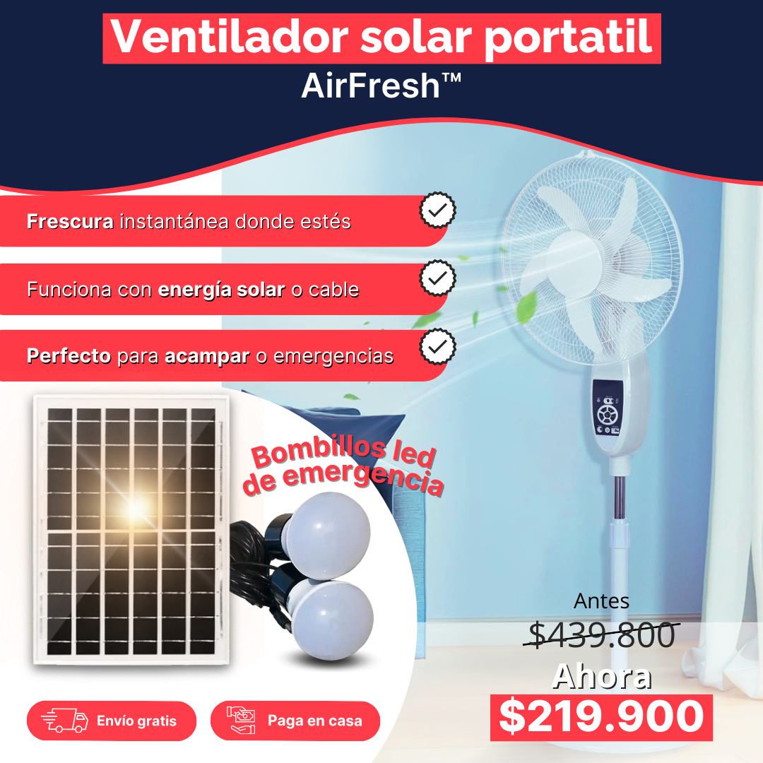 Ventilador GD TIMES Solar Grande GD-918s – Rakutencol